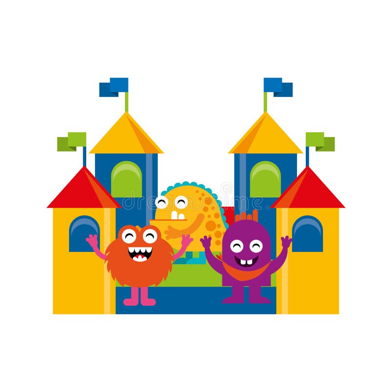 Monster Playing in Playground Stock Illustration - Illustration of ...