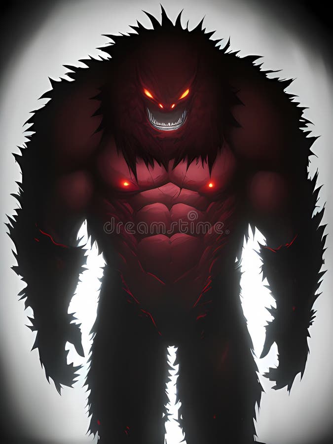 Monster with Red Glowing Eyes Stock Illustration - Illustration of ...