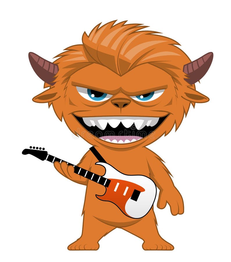Monster Rocker with an Electric Guitar Stock Illustration ...