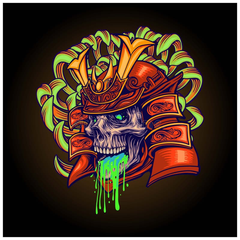 Monster Samurai Warrior Skull Helmet Stock Vector - Illustration of ...