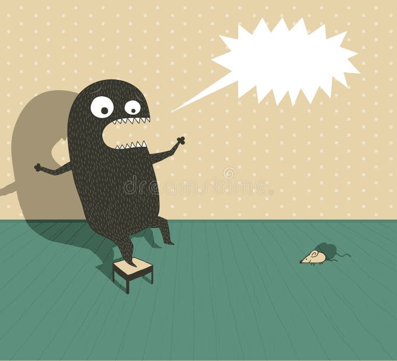 Monster scared by mouse stock vector. Illustration of polka - 69057921