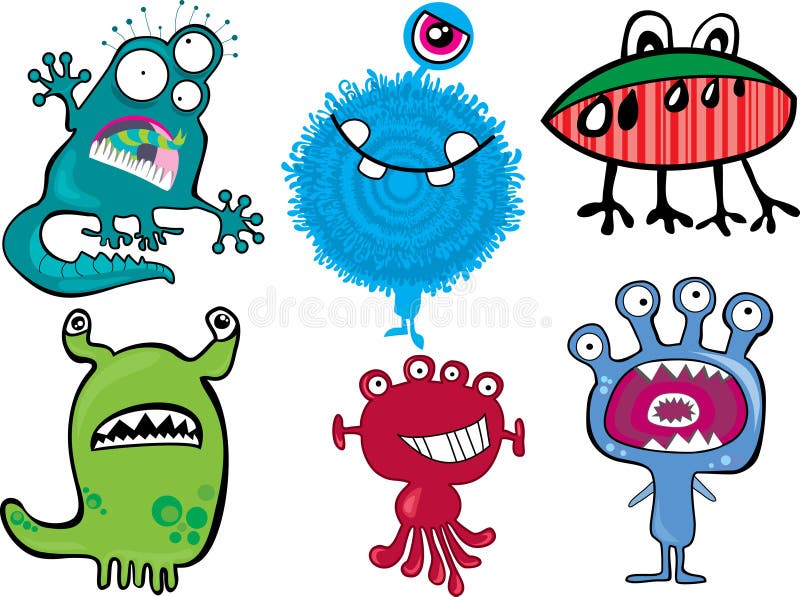 Cute Cartoon Monsters Vector Set Of Cartoon Monsters Ghost Goblin