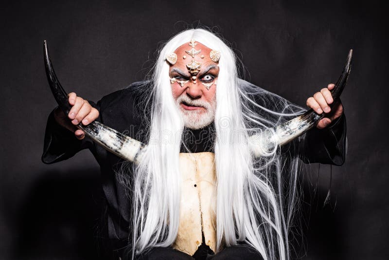 Monster with Sharp Thorns and Warts on Face. Man with a Bull Head ...