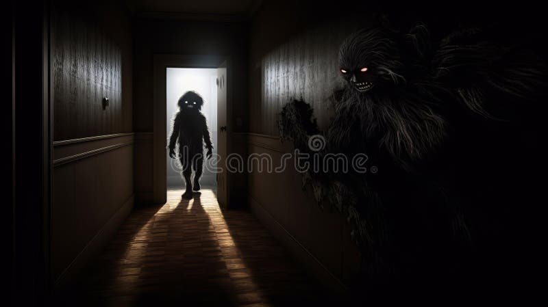 Mysterious Sick Monster Creeping through Dark Haunted Corridor Alone ...