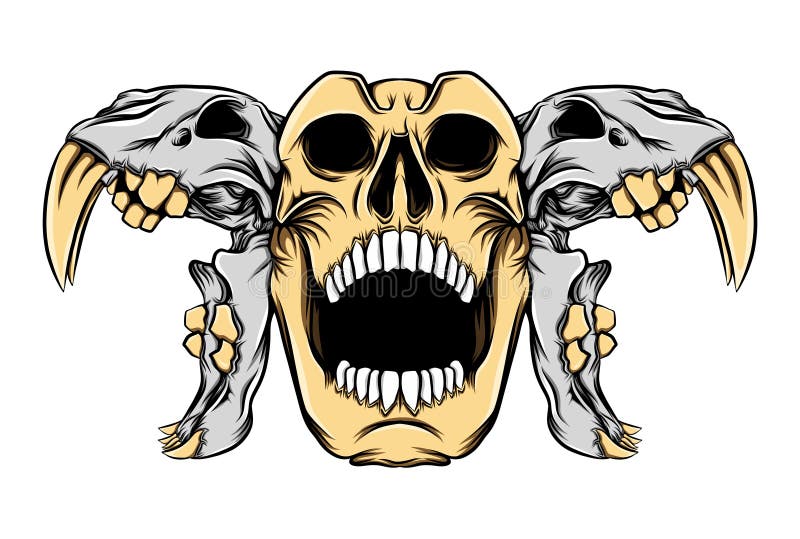 The Monster Skull with the Long and Sharp Teeth and the Human Skull ...