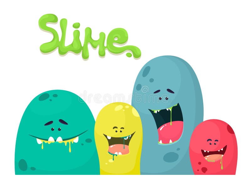 Cute Cartoon Slime Monsters, Liquid Characters, Graphic Elements ...