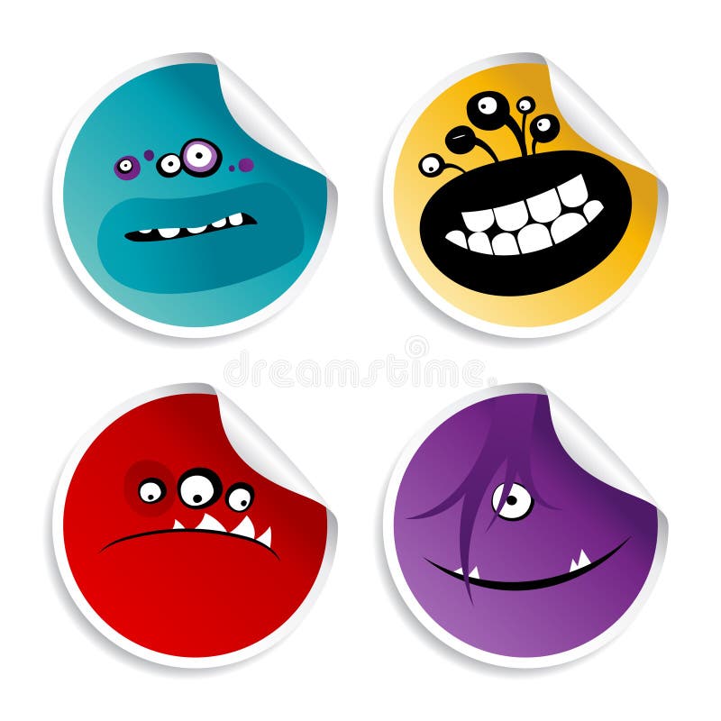 Monster smileys stickers. stock vector. Illustration of blink - 19548998
