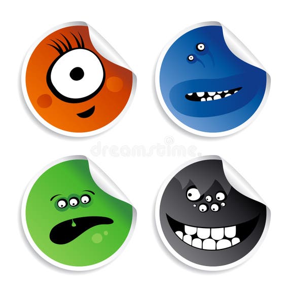 Monster smileys stickers. stock vector. Illustration of mood - 19549000