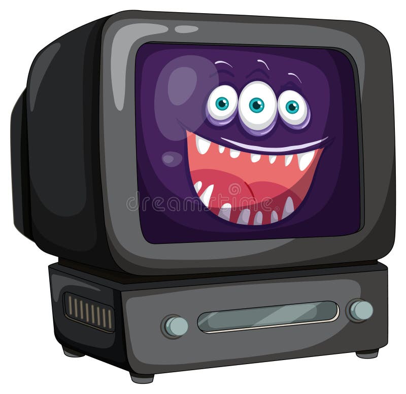 Monster Smiling on an Old-fashioned TV Set Stock Vector - Illustration ... Monster Smiling on an Old-fashioned TV Set Stock Vector - Illustration ...