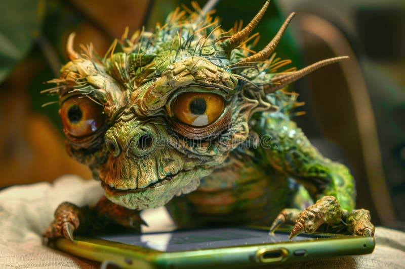 Monster with a tablet stock illustration. Illustration of texture ...