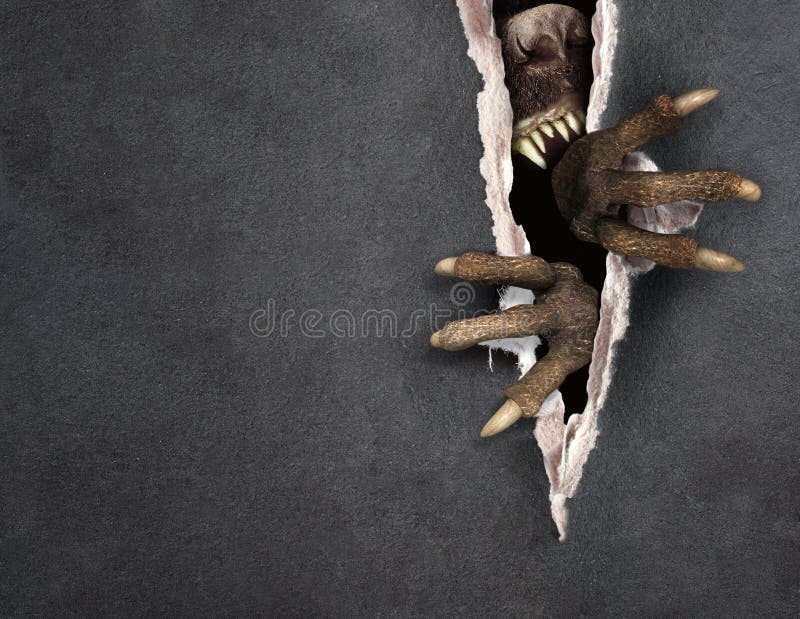 Monster tearing a paper stock illustration. Illustration of dark - 32842537