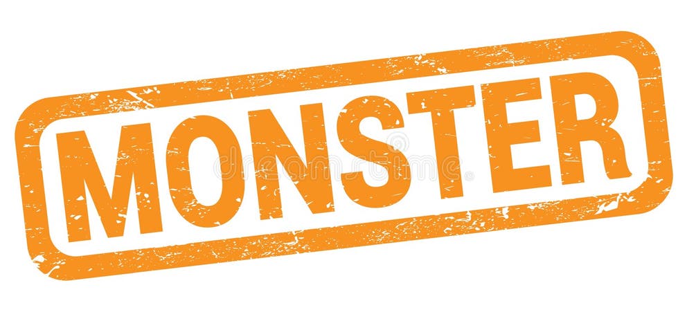 MONSTER Text Written on Orange Rectangle Stamp Stock Photo - Image of ...