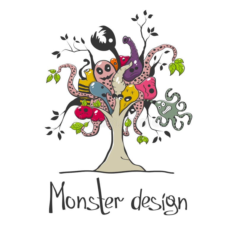 Monster tree stock vector. Illustration of drawing, cute - 31247618