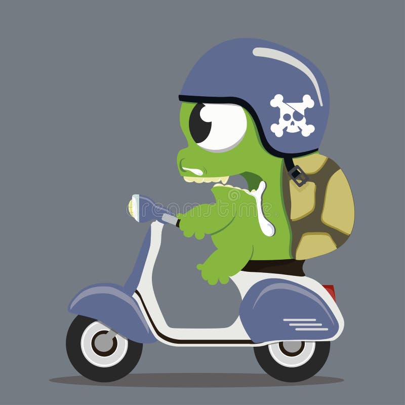 Monster Turtle on Motorcycle Stock Vector - Illustration of cheerful ...