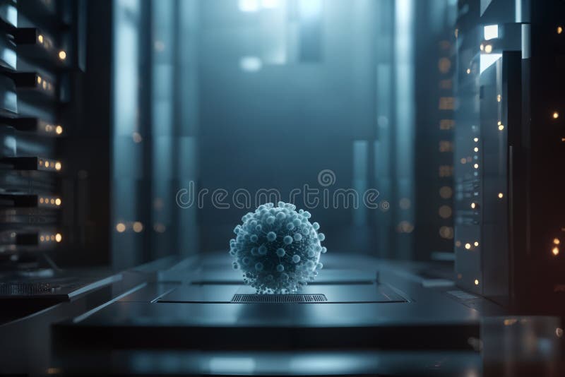 Monster Virus on a Computer Circuit Board. 3d Rendering Stock ...