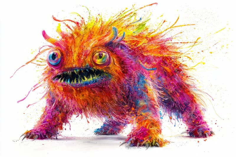 Monster with Watercolor Fireworks Patterns. Stock Photo - Image of ...