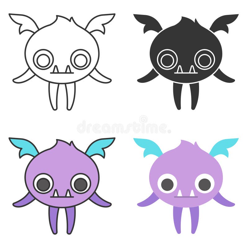Monster with Wings in Different Styles. Stock Vector - Illustration of ...
