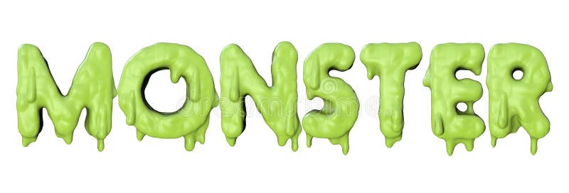 Monster Word Made from Green Halloween Slime Lettering. 3D Render Stock ...