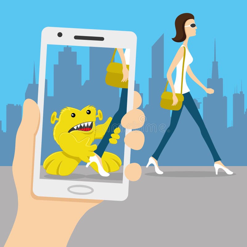 Monster on Your Smart Phone. Stock Vector - Illustration of flat ...