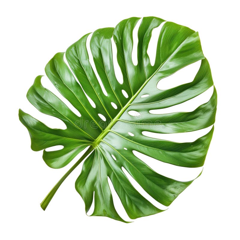 Monstera Deliciosa Hoja Aislada En Blanco. Imagen de archivo - Imagen ...