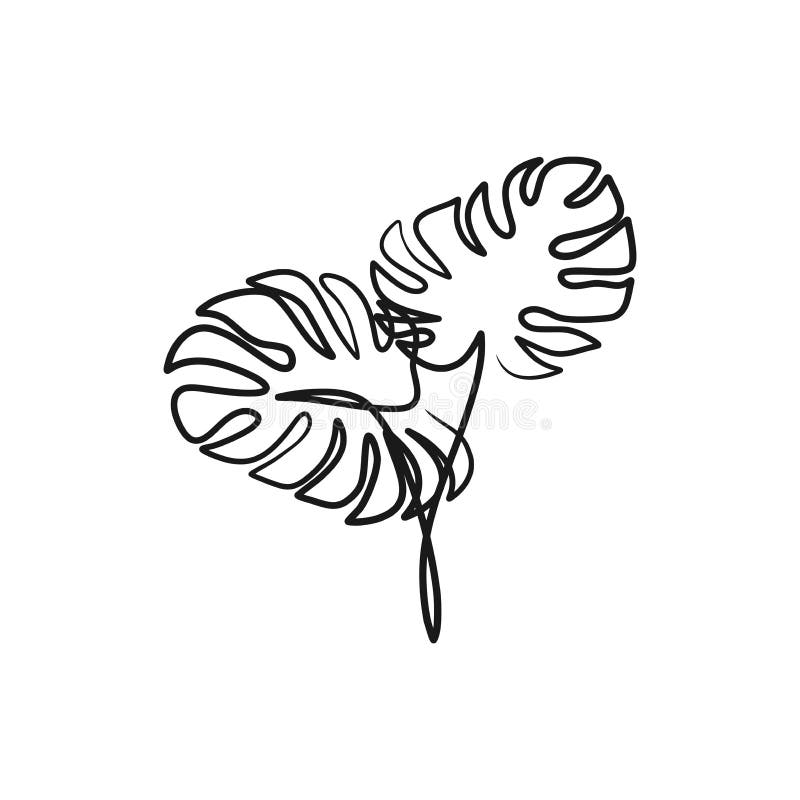 Monstera Leaf Continuous One Line Art Drawing Stock Vector ...