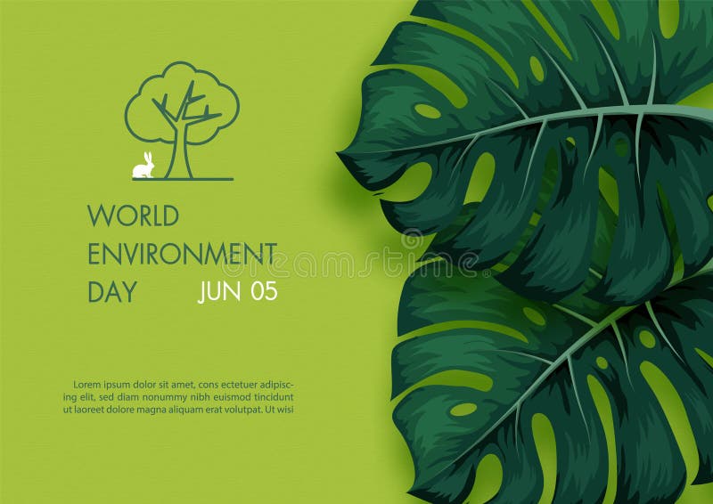Monstera Leaf Decorated of Poster Campaign of World Environment Day in ...