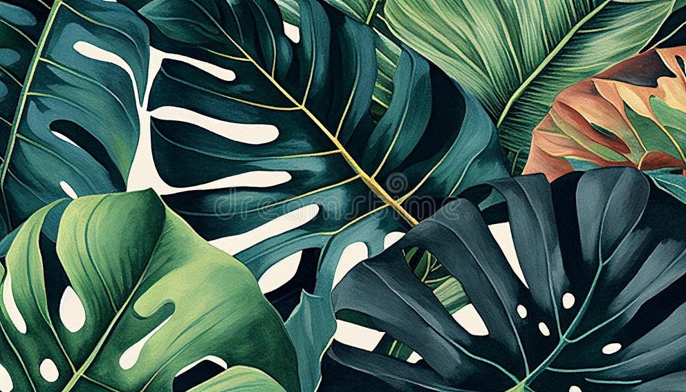 Monstera Leaf Pattern Created with Generative AI Technology Stock ...