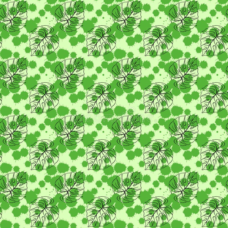 Monstera Leaf Tropical Plant Ink Line Art Hand Drawn Sketch Isolated ...