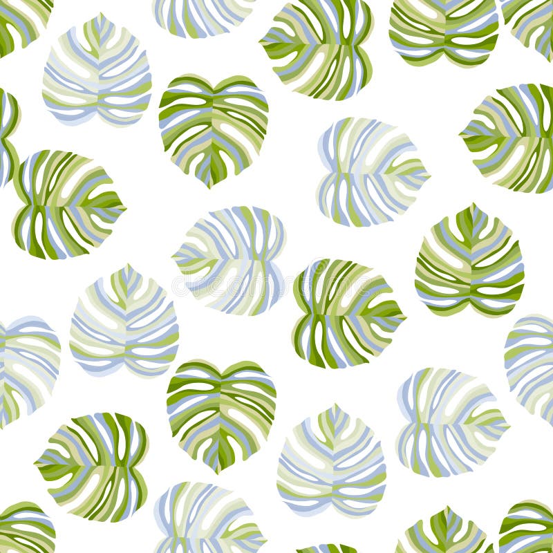 Monstera Leaf Tropical Seamless Pattern. Palm Leaves Endless Background ...