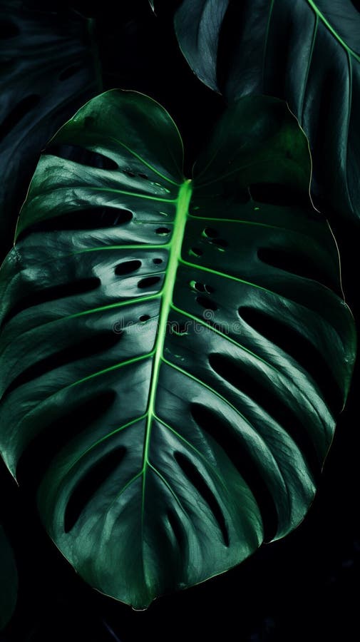 Monstera Leaves with Drops Pattern Screensaver, Ai Generation Stock ...