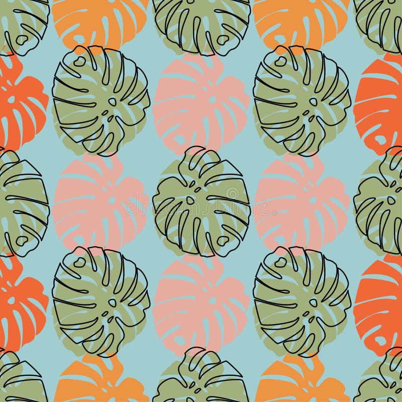 Monstera Leaves. Multicolored Seamless Pattern. Botanical Texture Stock ...