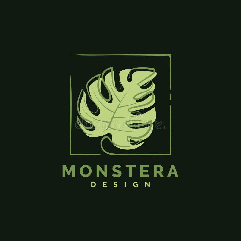 Monstera Logo Design Symbol Vector Template Stock Vector - Illustration ...