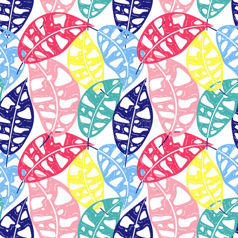 Monstera Obliqua Seamless Pattern with Multicolor Stock Vector ...