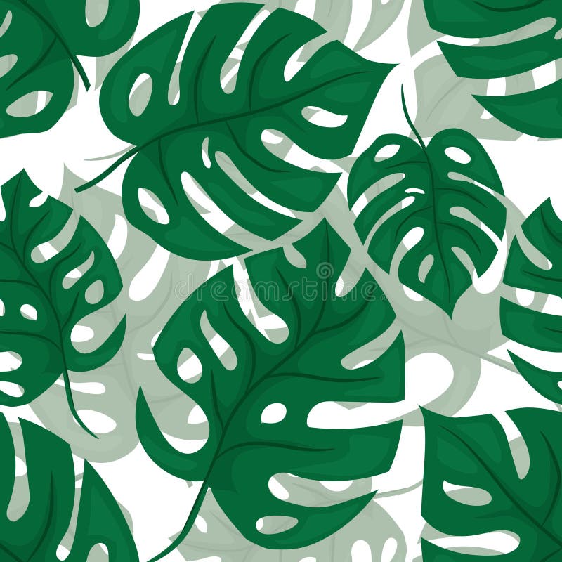 Monstera Seamless Beckground. Tiled Green Jungle Pattern Stock Vector ...