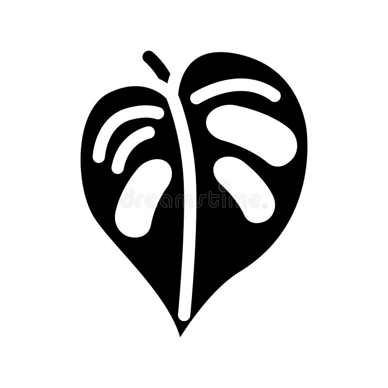 Monstera Tropical Leaf Glyph Icon Vector Illustration Stock Vector ...