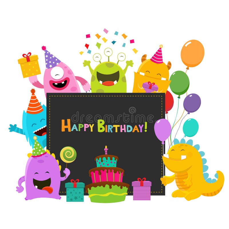 Monsters Birthday Party Invitation No 1 Stock Illustration ...