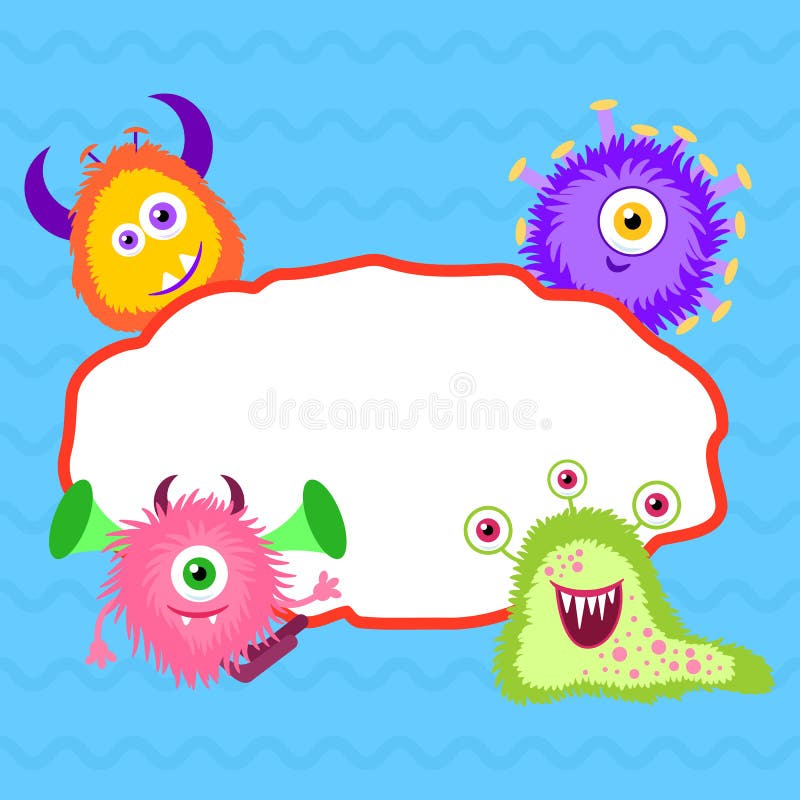 Funny frame monsters stock vector. Illustration of empty - 18721444