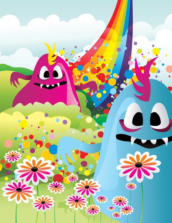 Monsters with Flowers Vector Stock Vector - Illustration of flower ...