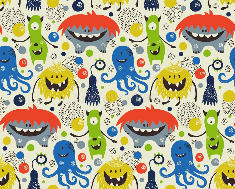 Monsters Pattern Cartoon Design for Children Stock Vector ...