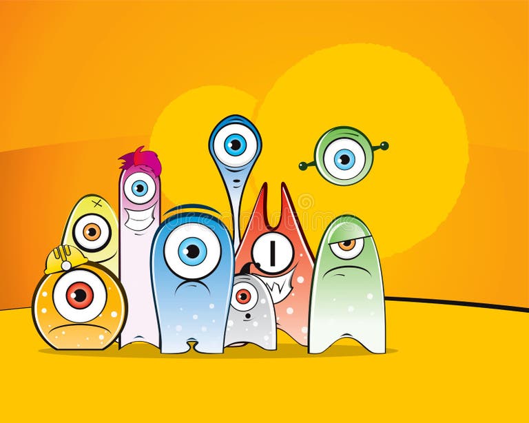 Monsters Planet stock vector. Illustration of blue, orange - 9242205