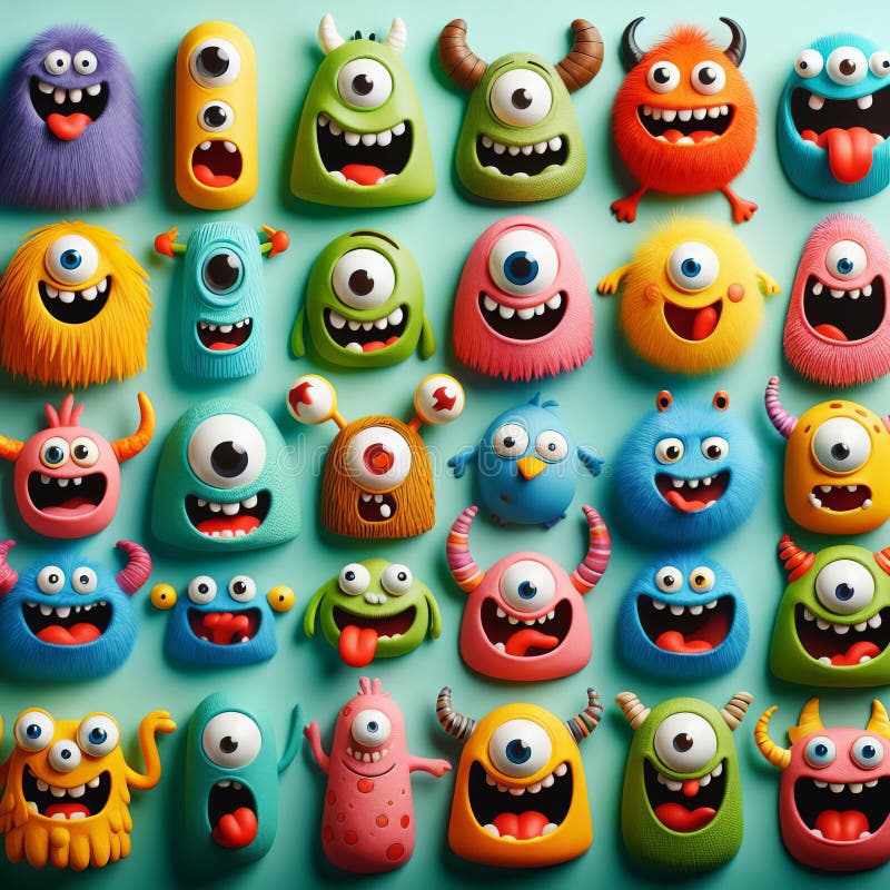 Monsters with Silly Faces and Fu Rare Odd Stock Illustration ...