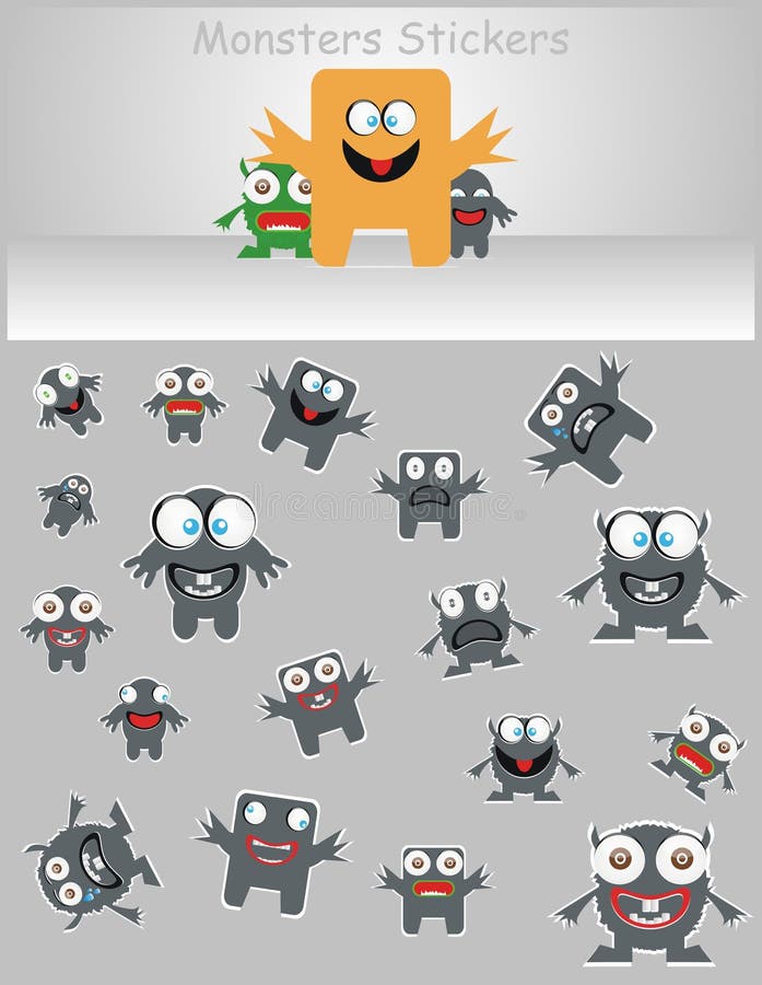Monsters Stickers stock vector. Illustration of cartoon - 19145595