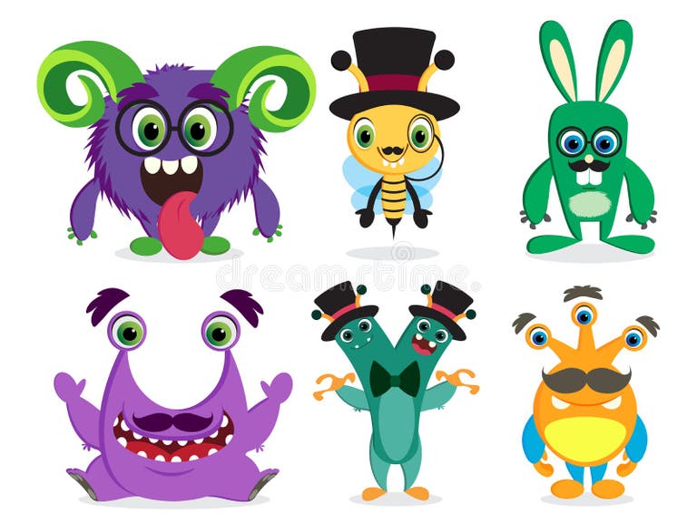 Cartoon Cute Monsters Vector Stock Illustrations 12 015 Cartoon Cute