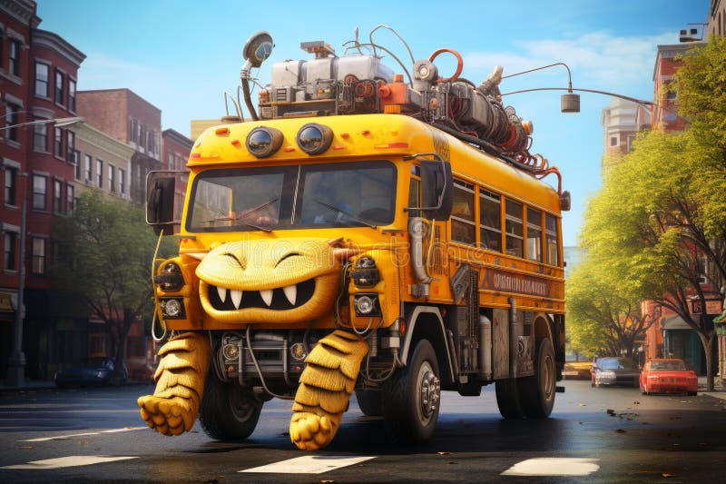 Monstertruck Schoolbus Stock Illustrations – 4 Monstertruck Schoolbus ...