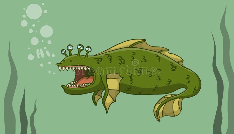Poissons De Monstre Dans L'eau Illustration Stock - Illustration du ...