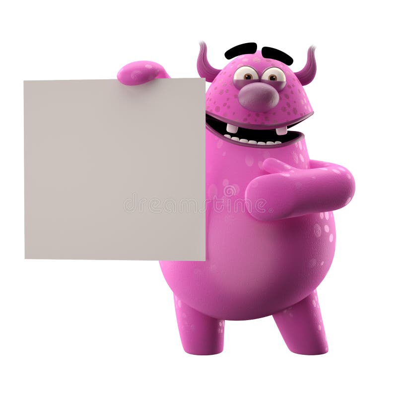 Monstre du rose 3D illustration stock. Illustration du drôle - 37816555