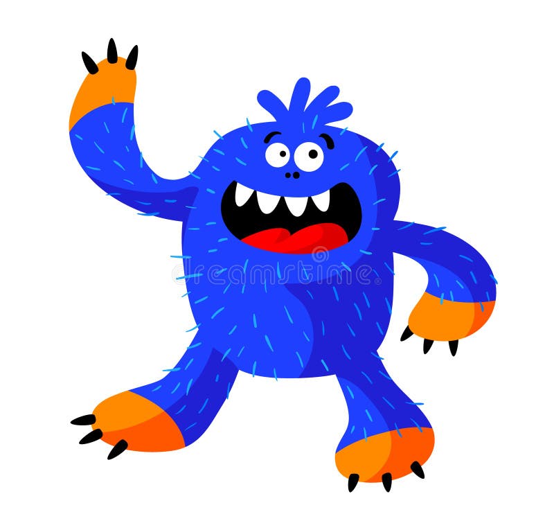 Monstre En Rugissant Mignon Avec Le Corps Poilu Bleu Et Les Griffes De ... Monstre En Rugissant Mignon Avec Le Corps Poilu Bleu Et Les Griffes De ...