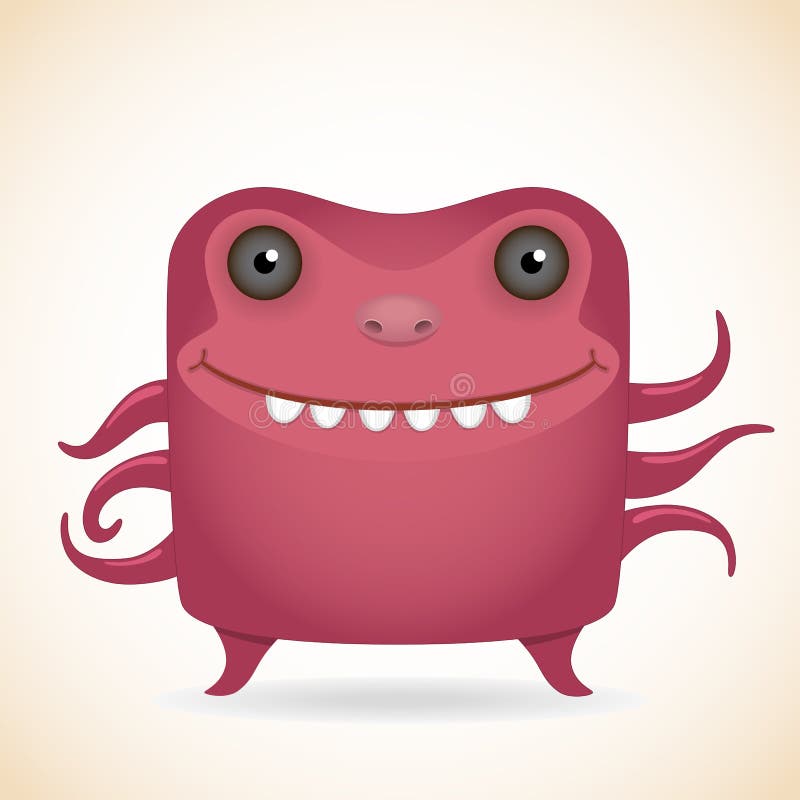 Visage Heureux De Monstre De Bande Dessinée Avec Un Grand Sourire ...