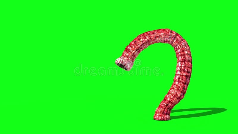 Monstrous Alien Worm Attacks Side Green Screen 3D Rendering Animation ...