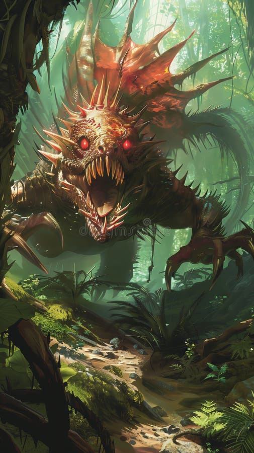 The Crimson Spine S Shadow Lurks in the Jungle Depths Stock Photo ...